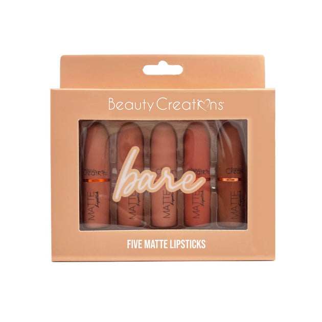 BARE FIVE MATTE LIPSTICKS | Beauty Creations | Belle Queen Cosmetics